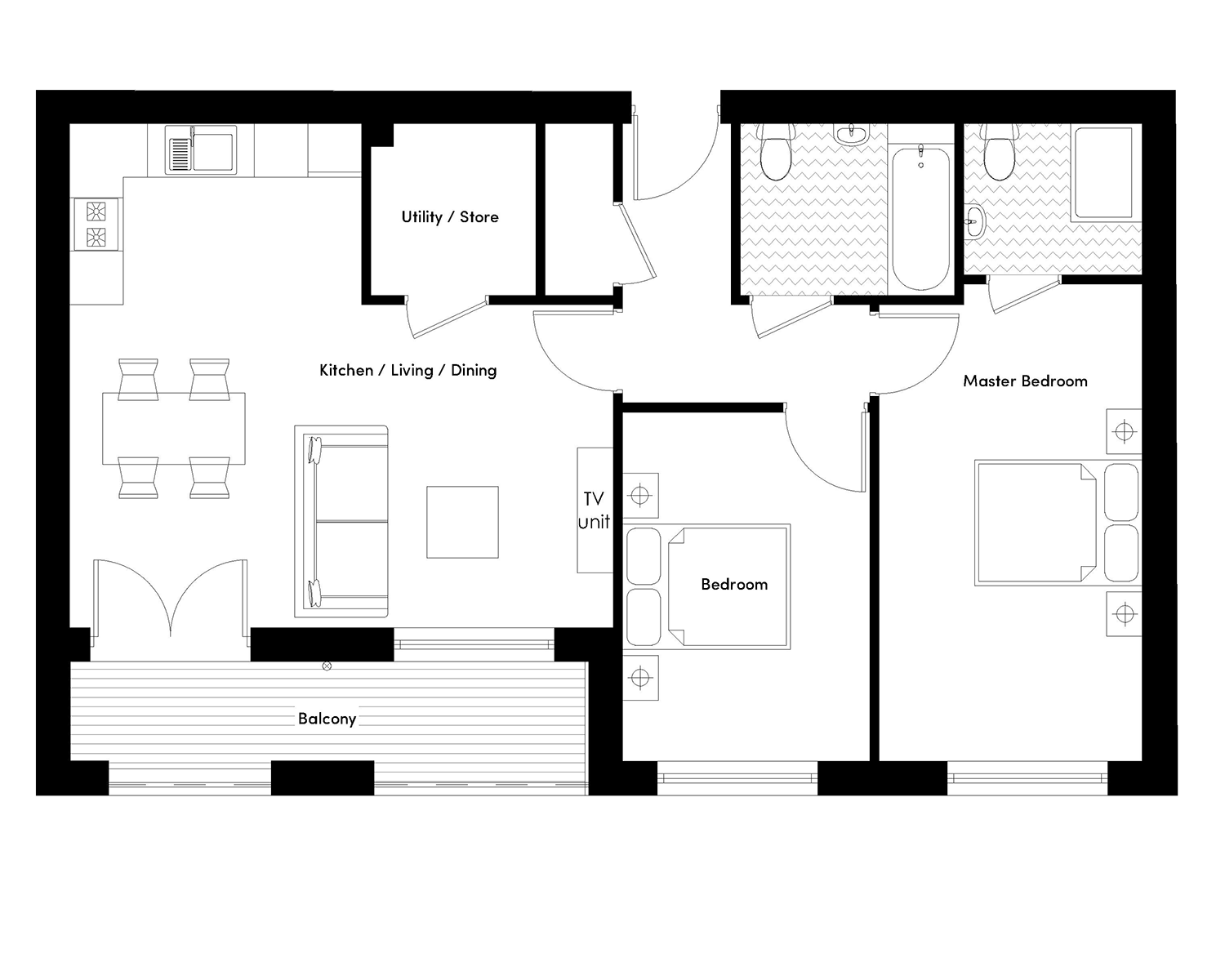 2 Bed Apartment - Single Aspect – U by Urbeo